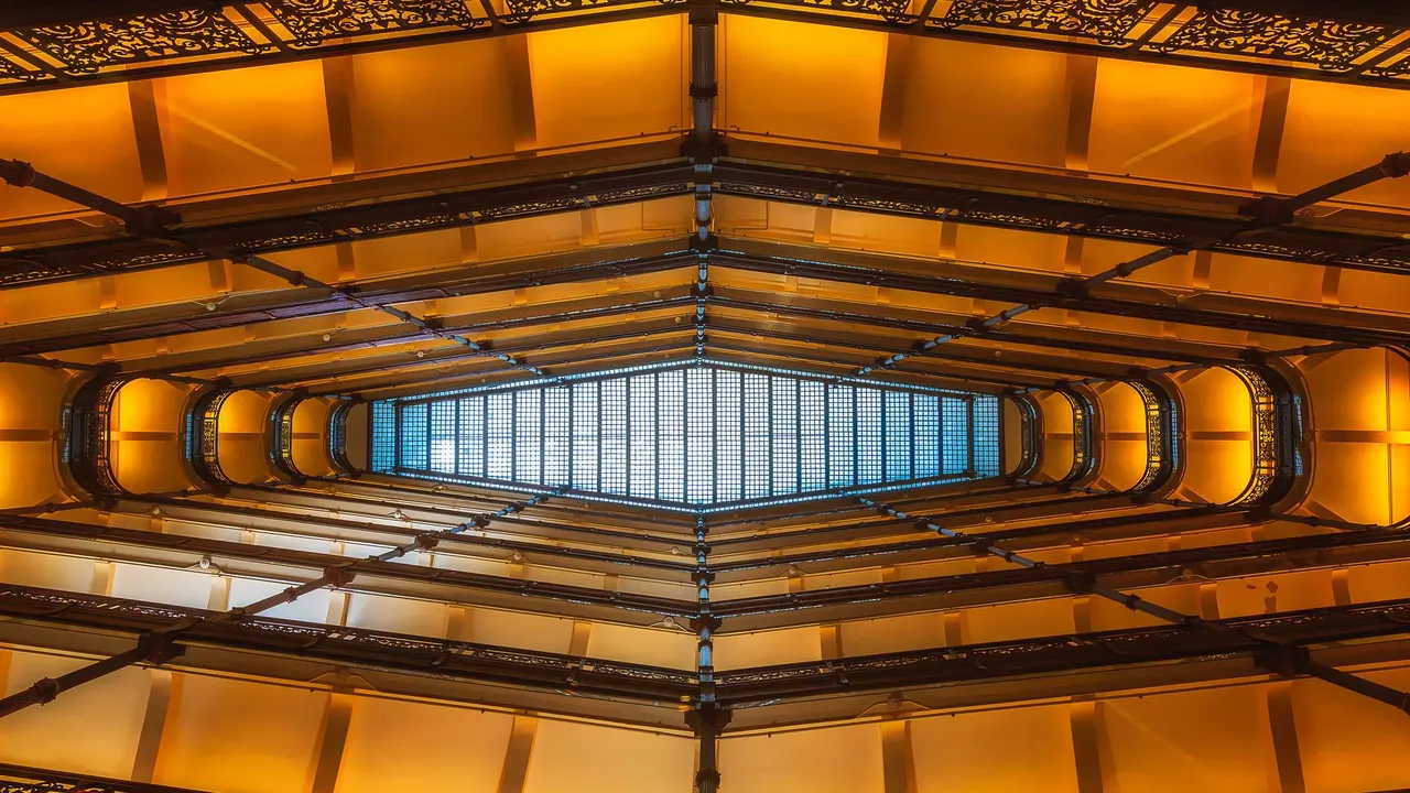 The eight-story open atrium of Milwaukee City Hall, Wisconsin, United ...